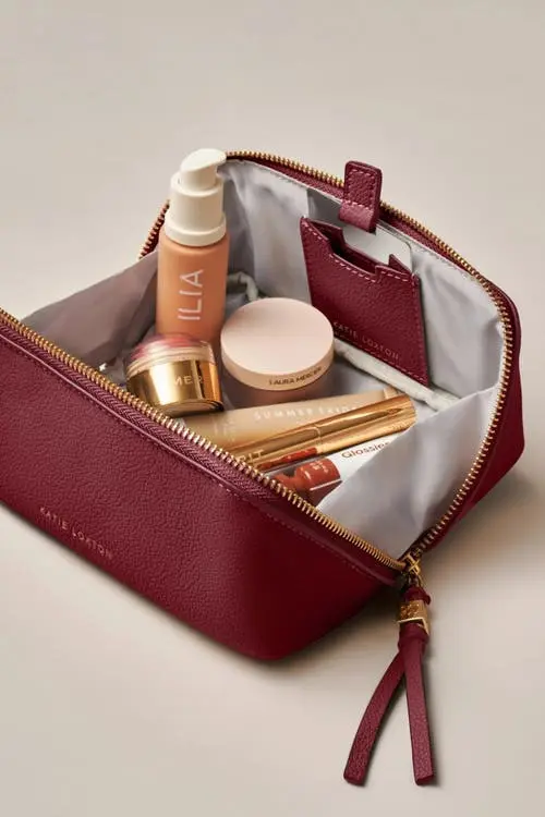 KATIE LOXTON Fold-out Mirror Makeup Bag - Cherry