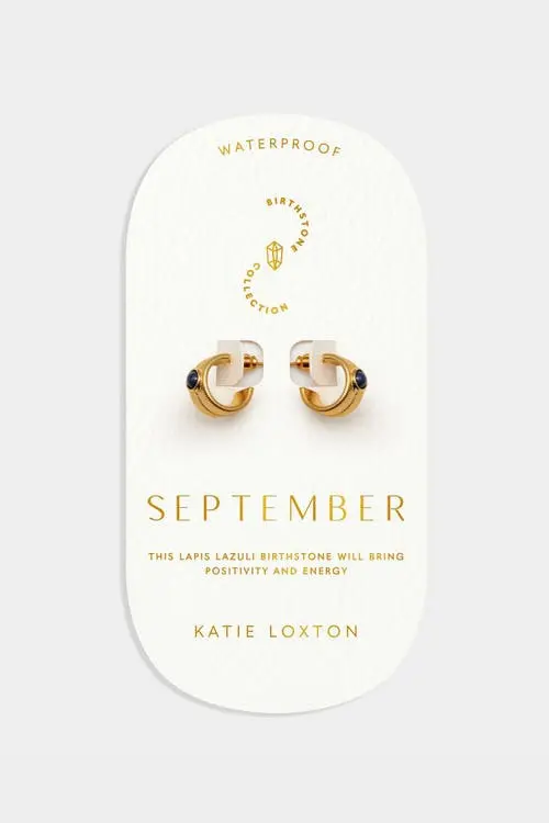 KATIE LOXTON Waterproof Gold Lapis Lazuli Birthstone Hoop Earrings - September