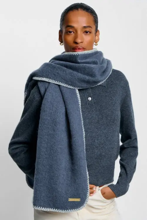 KATIE LOXTON Whipstitch Scarf - Navy