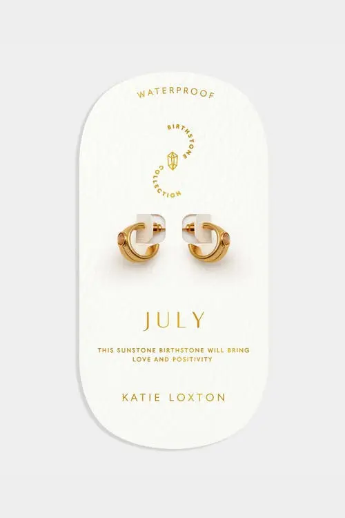 KATIE LOXTON Gold Birthstone Hoop Earrings With Garnet - July