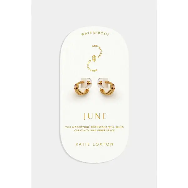 KATIE LOXTON Gold Birthstone Hoop Earrings With Garnet - June