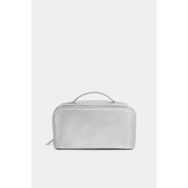 KATIE LOXTON Medium Patent Crackle Makeup And Toiletry Bag - Silver
