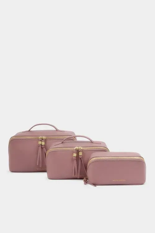 KATIE LOXTON Fold-out Mirror Makeup Bag - Deep Rose