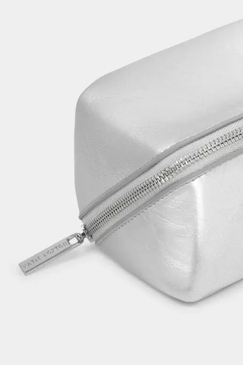 KATIE LOXTON Patent Crackle Fold-out Mirror Makeup Bag - Silver