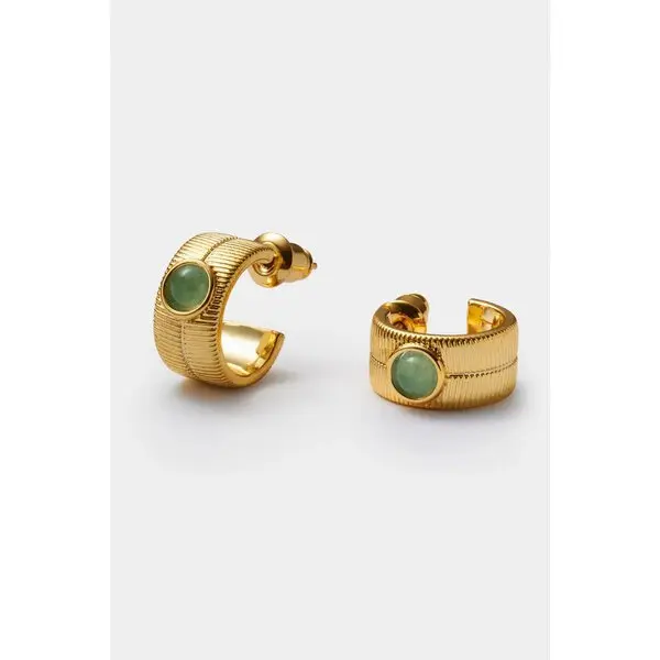 KATIE LOXTON Gold-plated Aventurine Hoop Earrings - August