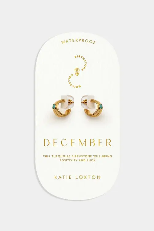 KATIE LOXTON Gold Birthstone Hoop Earrings - December