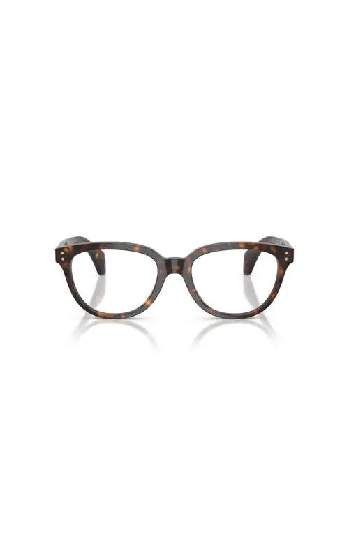 Moncler 52mm Rectangle Optical Glasses - Tortoise
