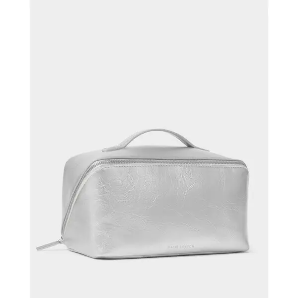 KATIE LOXTON Large Patent Crackle Makeup And Toiletry Bag - Silver