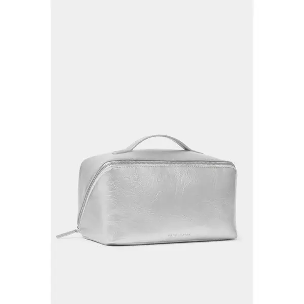 KATIE LOXTON Large Patent Crackle Makeup And Toiletry Bag - Silver