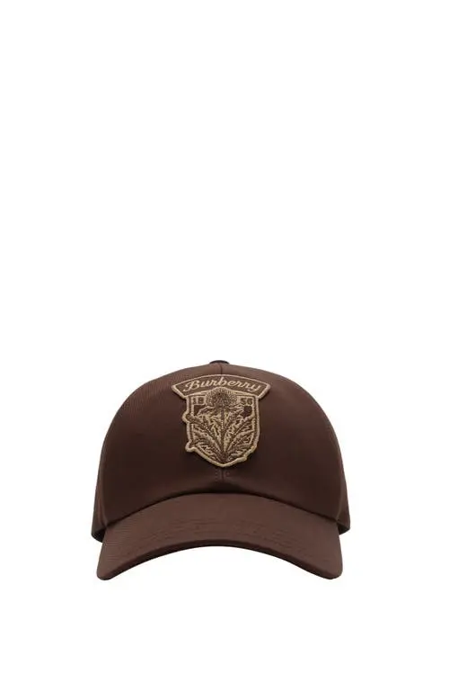 Burberry Thistle Shield Gabardine Baseball Cap - Treacle Brown