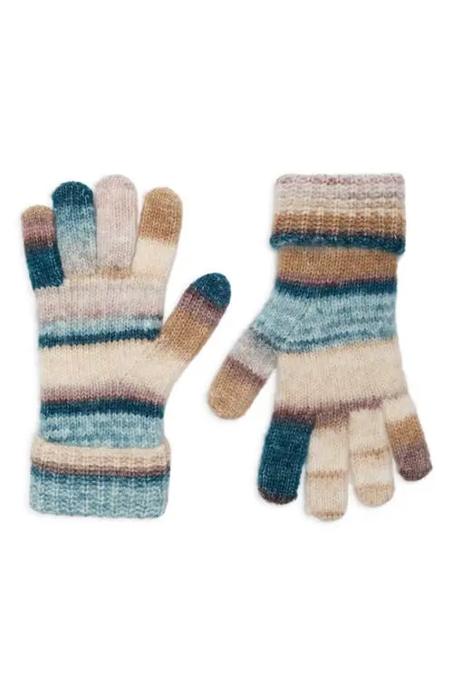Treasure & Bond Mélange Stripe Knitted Gloves - Teal Surf