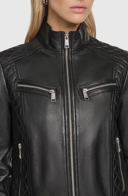 Andrew Marc Mikel Racer Leather Jacket - Black