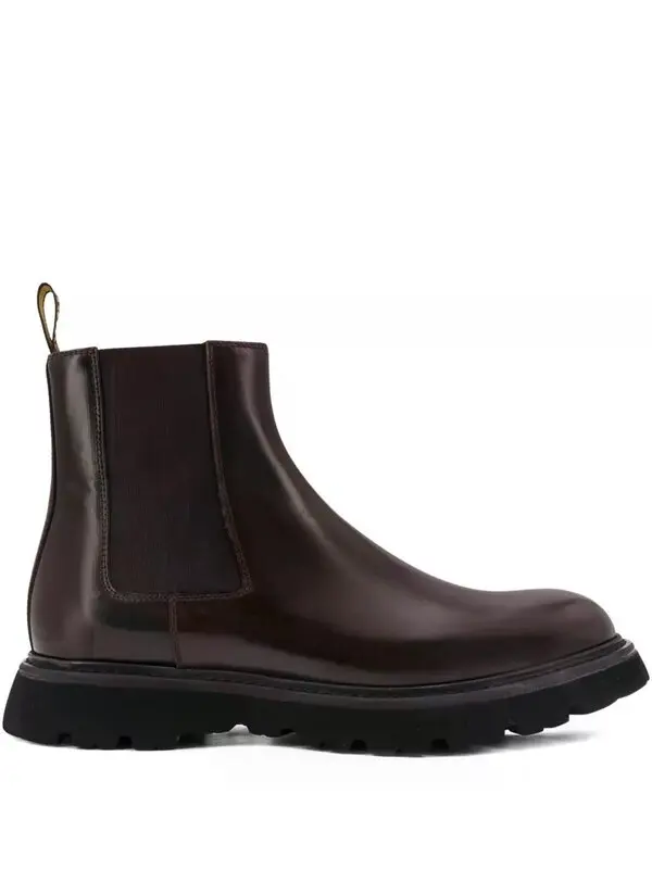 DOUCAL'S Leather Chelsea Boots With Elastic Detailing - Brown