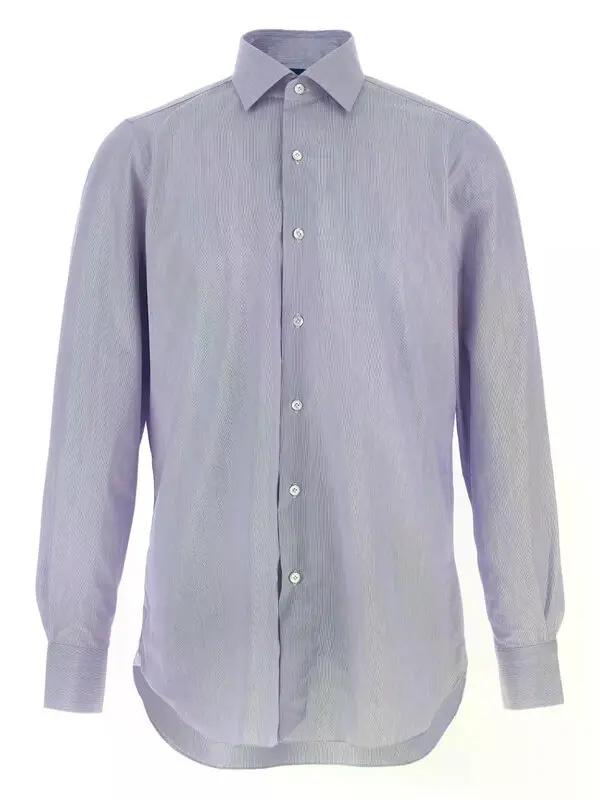FINAMORE 1925 Striped Button Napoli Shirt - Purple