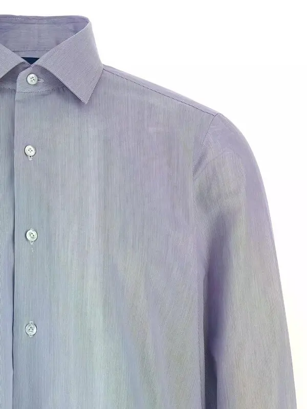 FINAMORE 1925 Striped Button Napoli Shirt - Purple