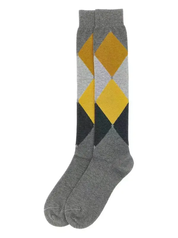 BALLANTYNE Diamond-patterned Socks - Grey