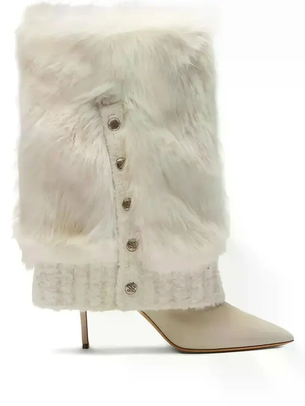 Casadei 80mm Buttoned Boots With Fur Overlay