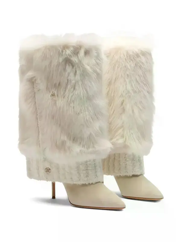 Casadei 80mm Buttoned Boots With Fur Overlay
