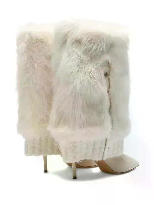 Casadei 80mm Buttoned Boots With Fur Overlay