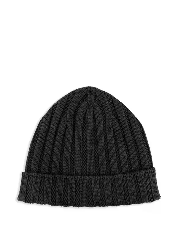 FILIPPO DE LAURENTIIS Ribbed Merino Wool Beanie - Black