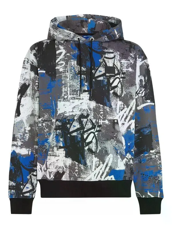 Karl Lagerfeld Abstract-print Hoodie - Grey
