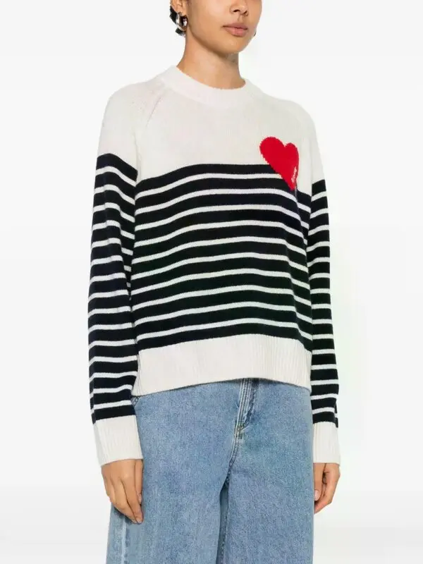 From Future Striped Heart-motif Sweater