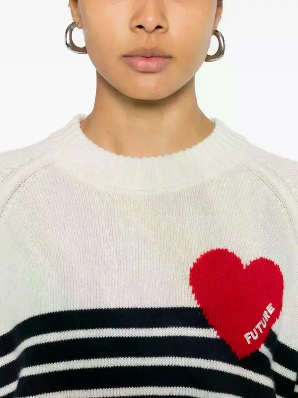 From Future Striped Heart-motif Sweater