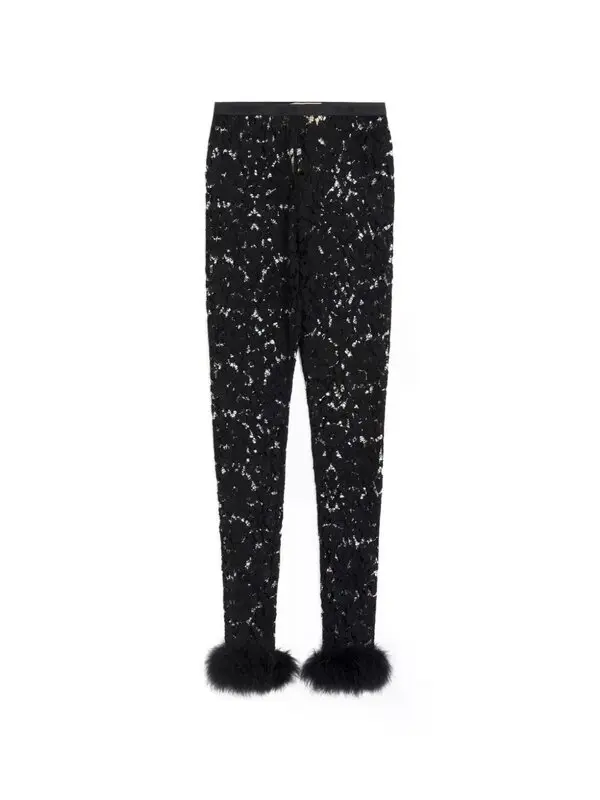 Valentino Garavani Feather-detail Lace Leggings
