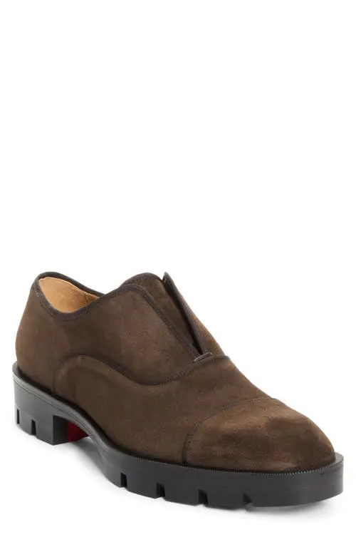CHRISTIAN LOUBOUTIN Alpha Lion Cap-toe Slip-on - Cafe