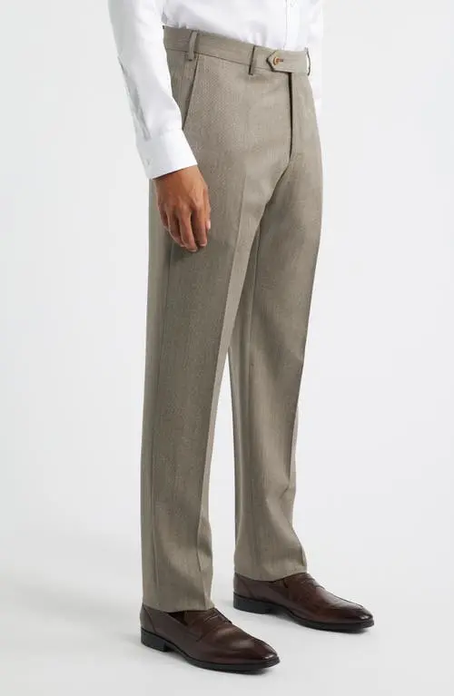 Zanella Parker Flat Front Wool Dress Pants - Khaki