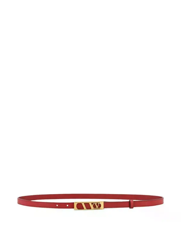 Valentino Garavani Logo Buckle Leather Belt - Red