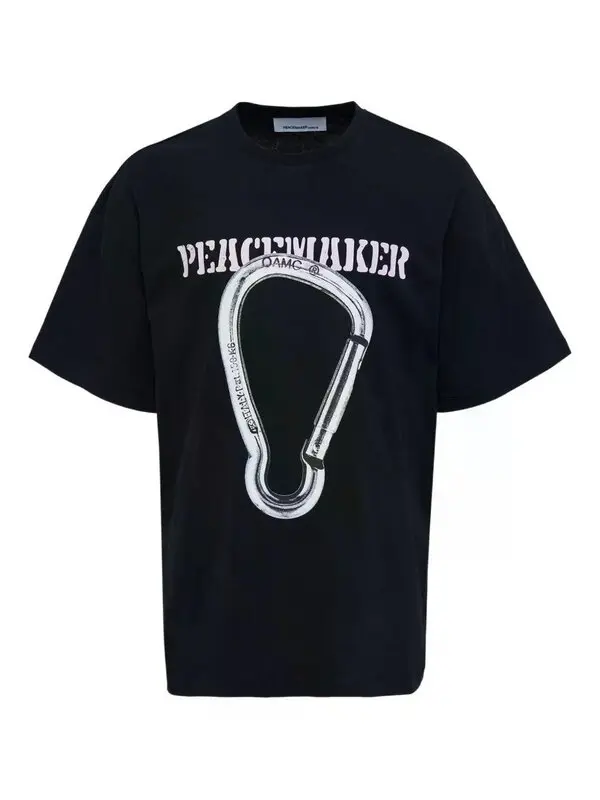 PEACEMAKER OAMC Carabinier-print Short-sleeves T-shirt - Black