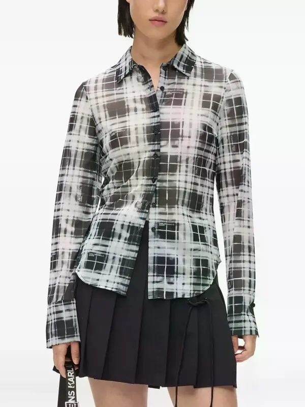 Karl Lagerfeld Checked Mesh Shirt