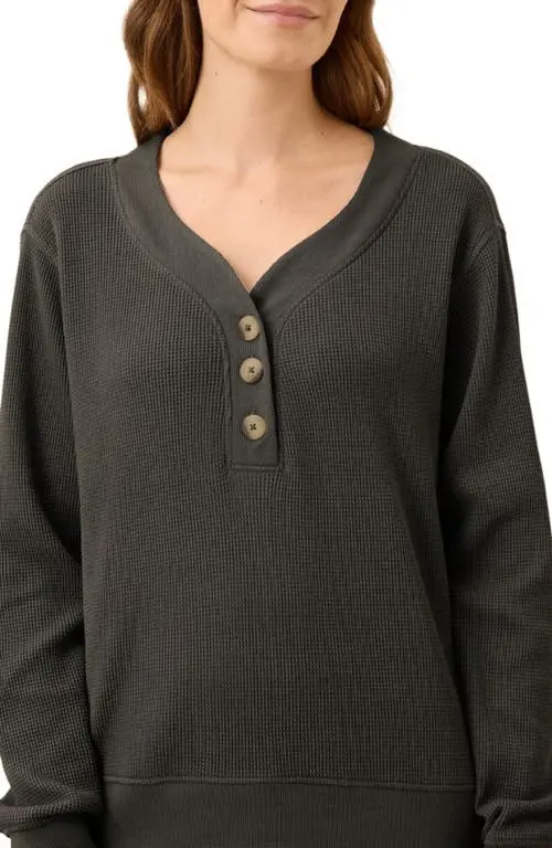 PACT Thermal Waffle Henley Pullover