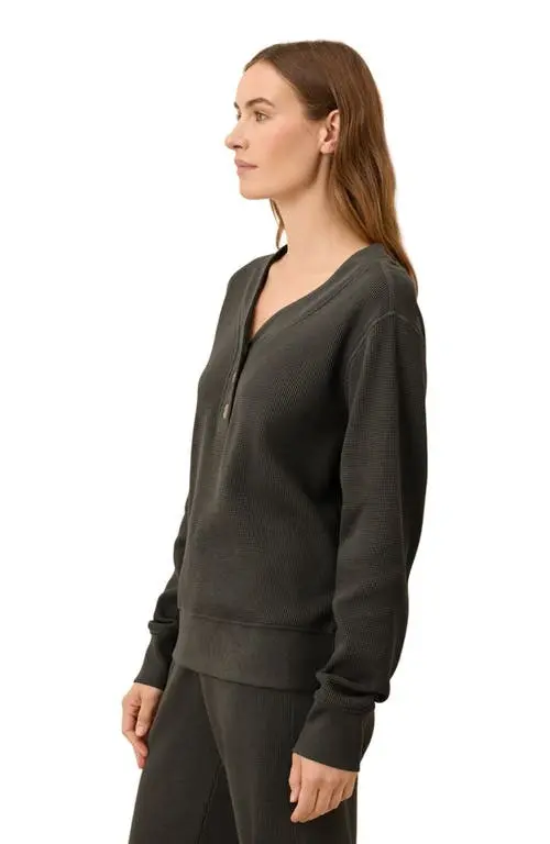 PACT Thermal Waffle Henley Pullover