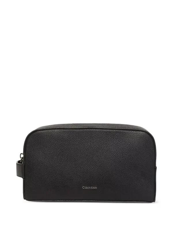 Calvin Klein Pebbled Leather Wash Bag - Black