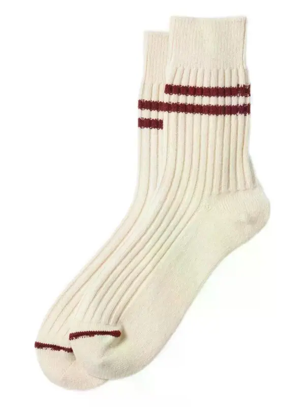 ROTOTO Striped Ribbed Socks - Neutrals