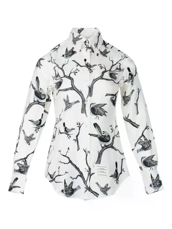 Thom Browne Bird Print Button-up Top