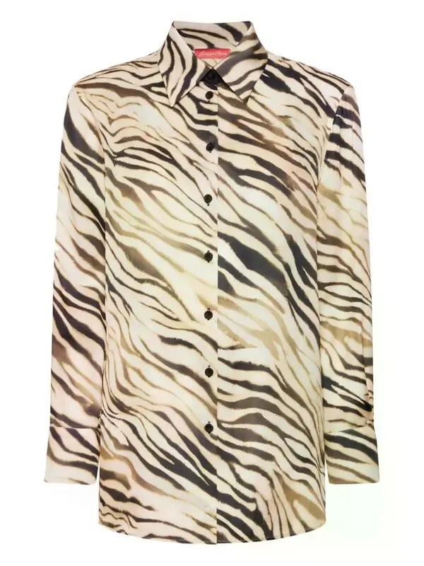 ELENA MIRO` Tiger-print Buttoned Shirt