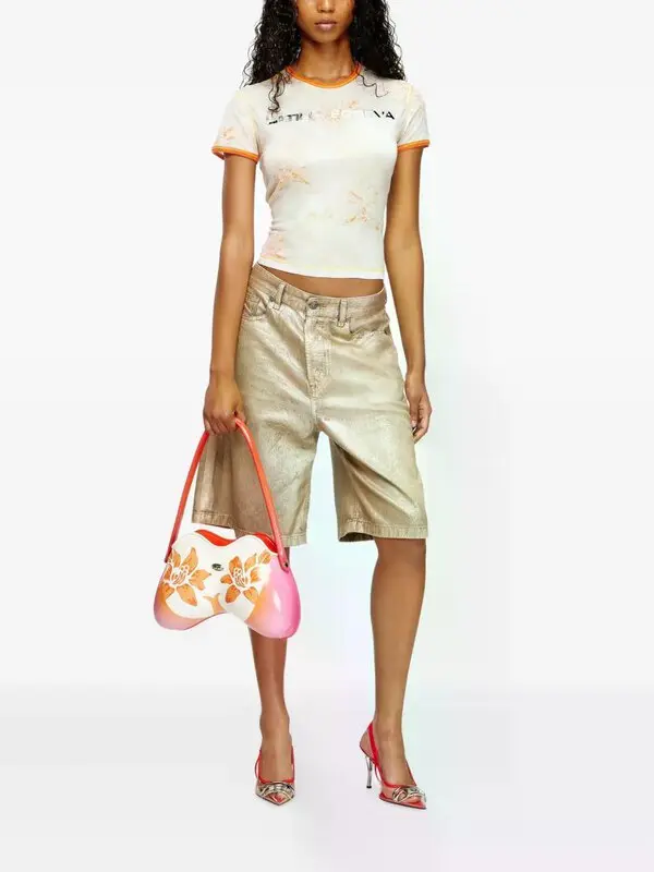 DIESEL® Latina Foreva" T-shirt With Crystal Embellishments - Neutrals