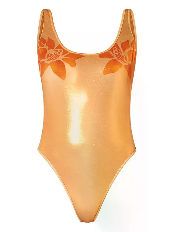 DIESEL® X Karol G Pamela Metallic-effect One-piece Swimsuit - Orange