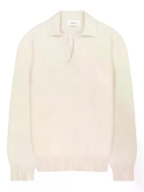 LANEUS Ribbed-collar Sweater - Neutrals