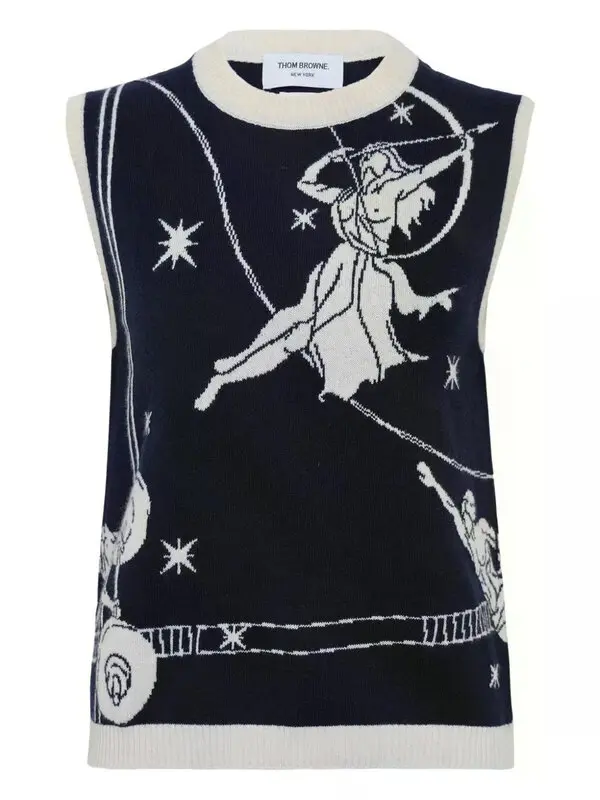 Thom Browne Sleeveless Graphic Vest - Blue