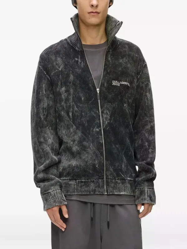 Karl Lagerfeld Zip-up Washed Cardigan