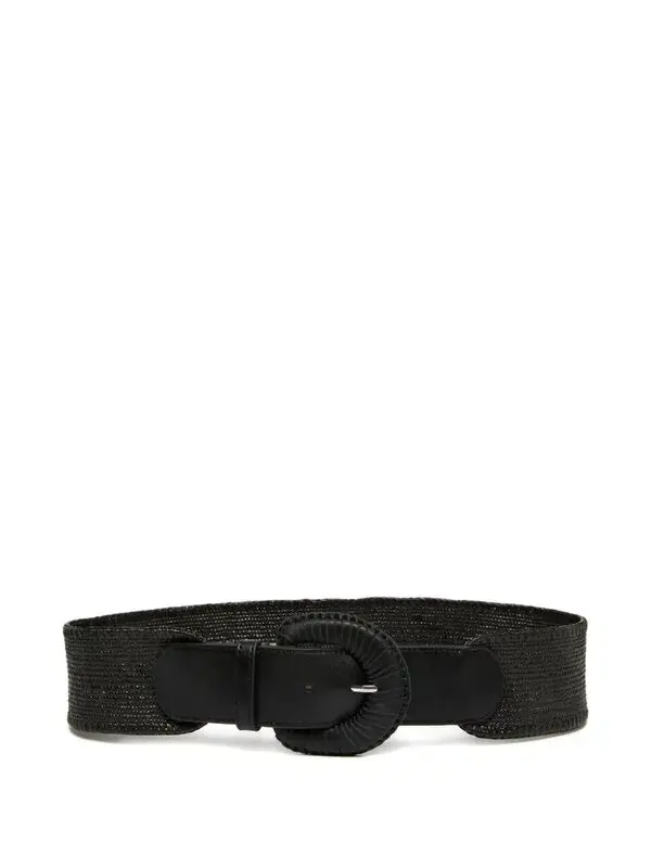 I BLUES Embroidered Leather Belt - Black