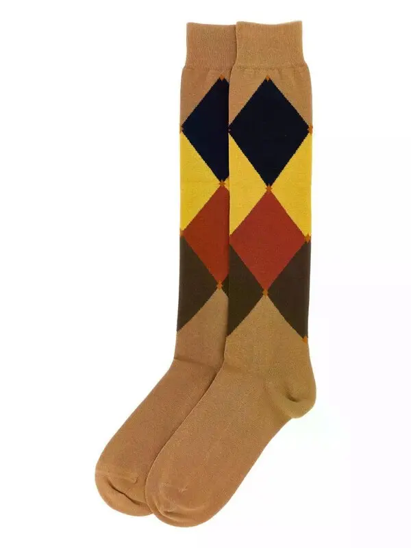 BALLANTYNE Diamond-patterned Socks - Neutrals