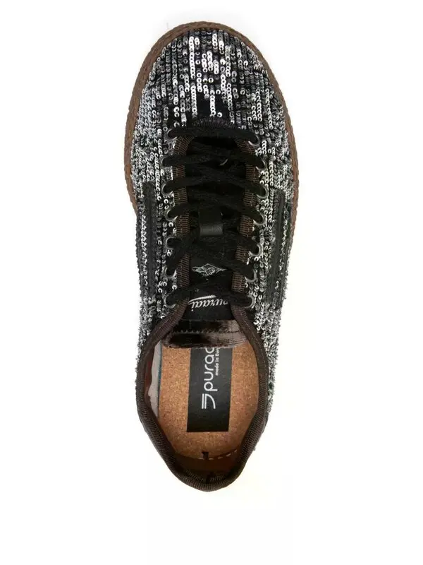 PURAAI Sequin Lace-up Shoes