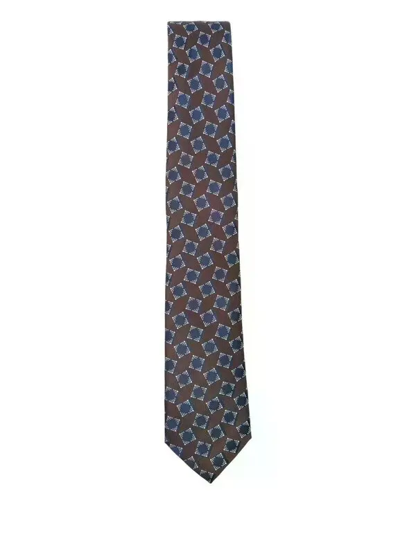 Giorgio Armani Geometric-pattern Silk Tie - Brown