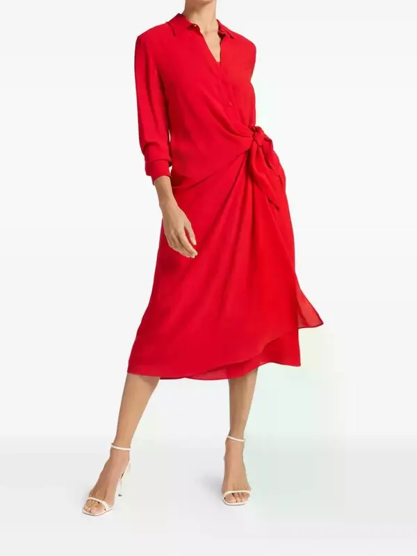 ELENA MIRO` Buttoned Wrap-effect Dress