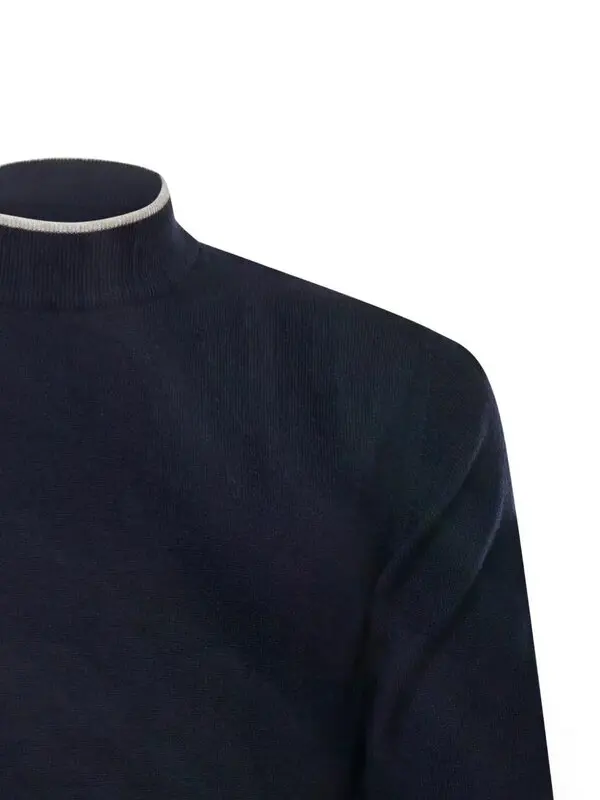 Eleventy Ribbed Knit Turtleneck Sweater - Blue